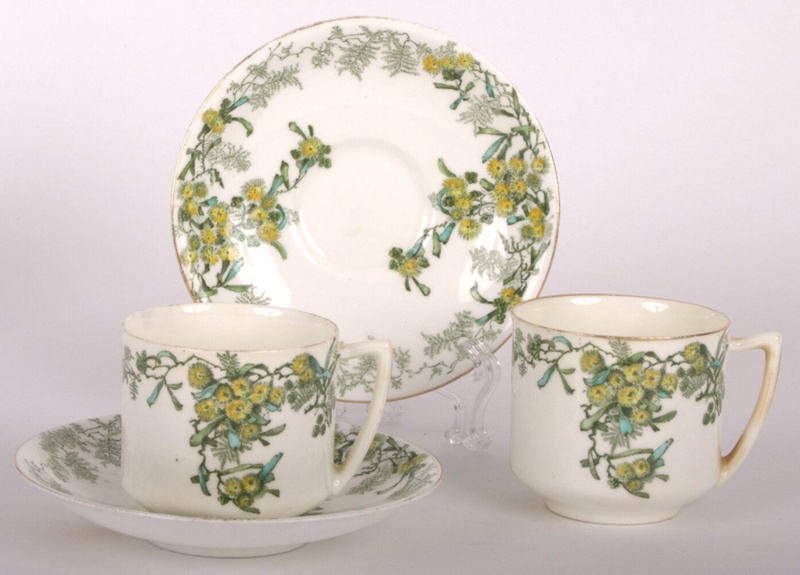 Cups and Saucers, Wattle Design; Royal Doulton; 1912; 5908 | eHive