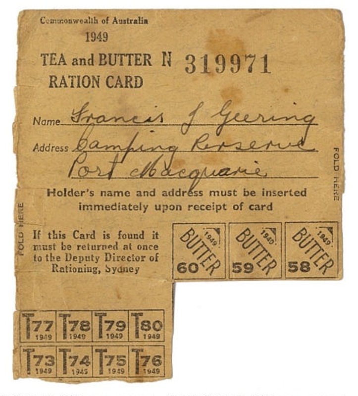 Tea & Butter Ration Card 1949 issued to Francis Geering; 2022.11 | eHive