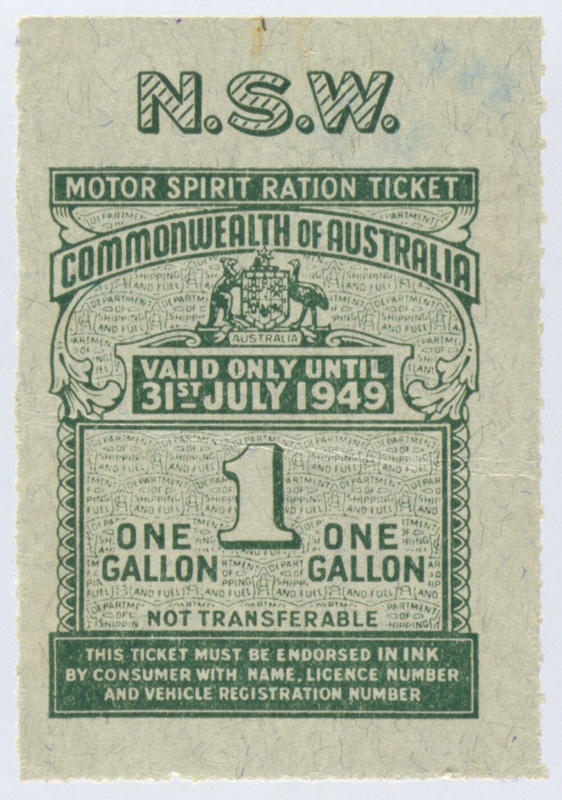 NSW Motor Spirit Ration Ticket; 1949; 1882.2 | eHive