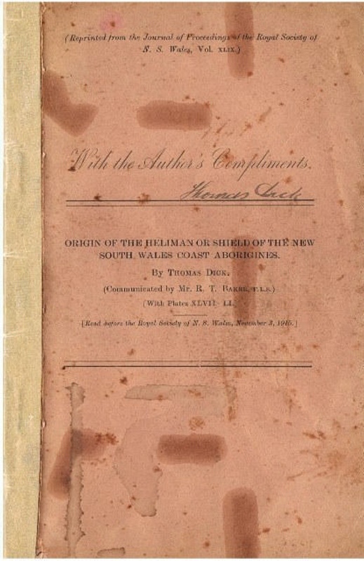Booklet, Origin of the Heliman or Shield of the New South Wales Coast ...