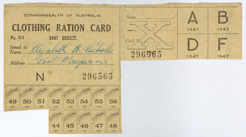 Clothing Ration Card issued to E. Nicholls; 1947; 2023.59 | eHive