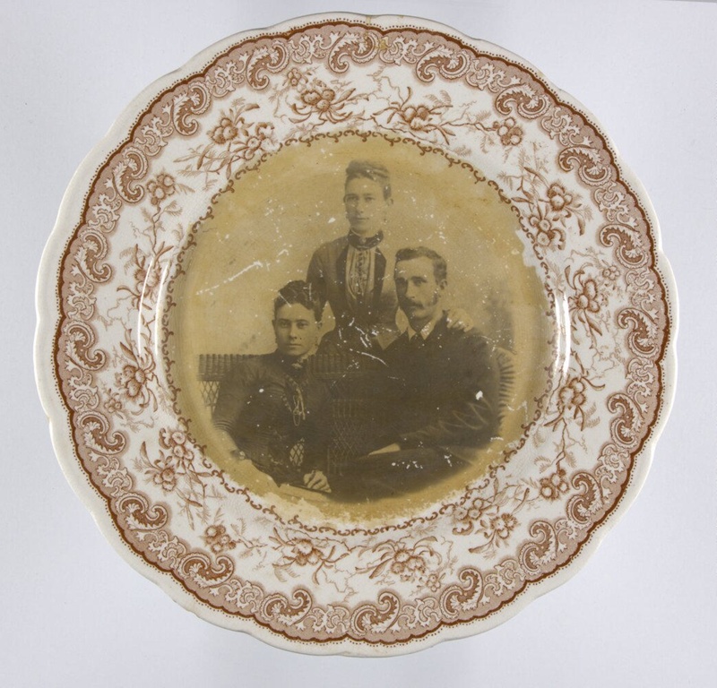 Plate featuring Wesley family portrait; Falk Studios; c1890; 673 | eHive