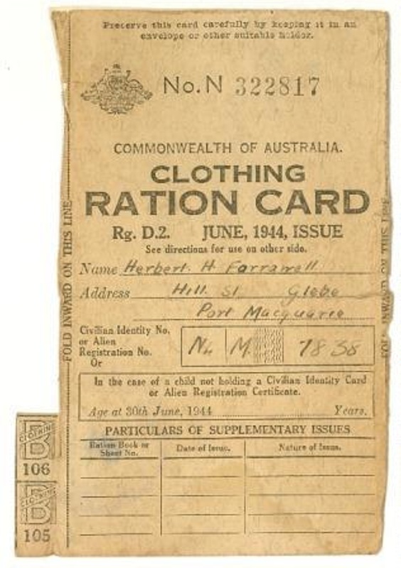Clothing Ration Card issued to H. Farrawell; A H Pettifer; 1944; 1231b ...