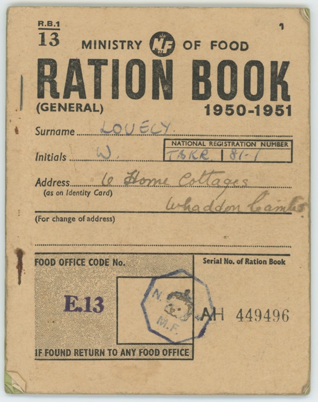 Ration book food; 1950/51; STMEA:1986-14.121 | eHive