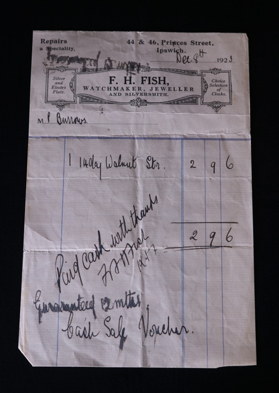Business Document - Receipt; F.H. Fish, Watchmaker, Jeweller and ...