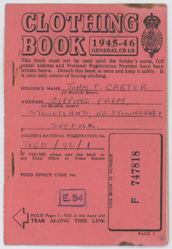 Clothing Ration book; Board of Trade; STMEA:2013-156a | eHive