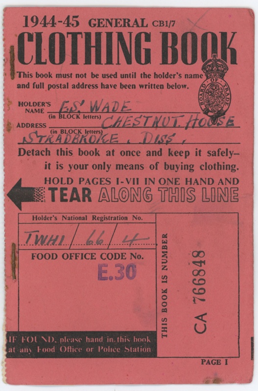 Clothing Ration book; Board of Trade; STMEA:2013-156e | eHive