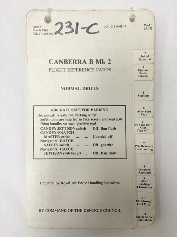 Flight Reference Cards - Canberra B Mk 2; Royal Air Force Handling ...
