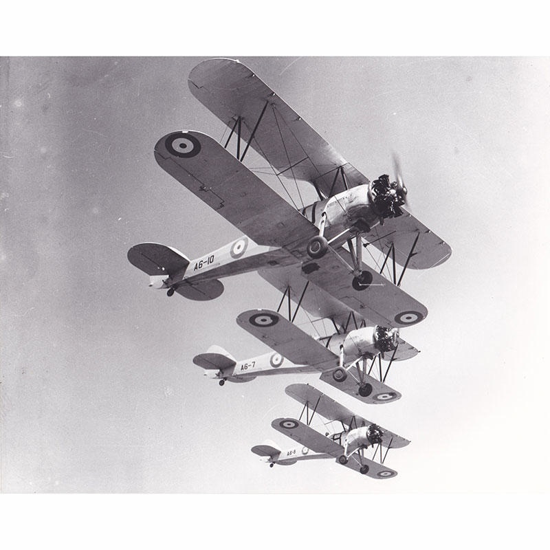 B&W Photograph de Havilland DH9 three aircraft in formation A6-10, A6-7 ...