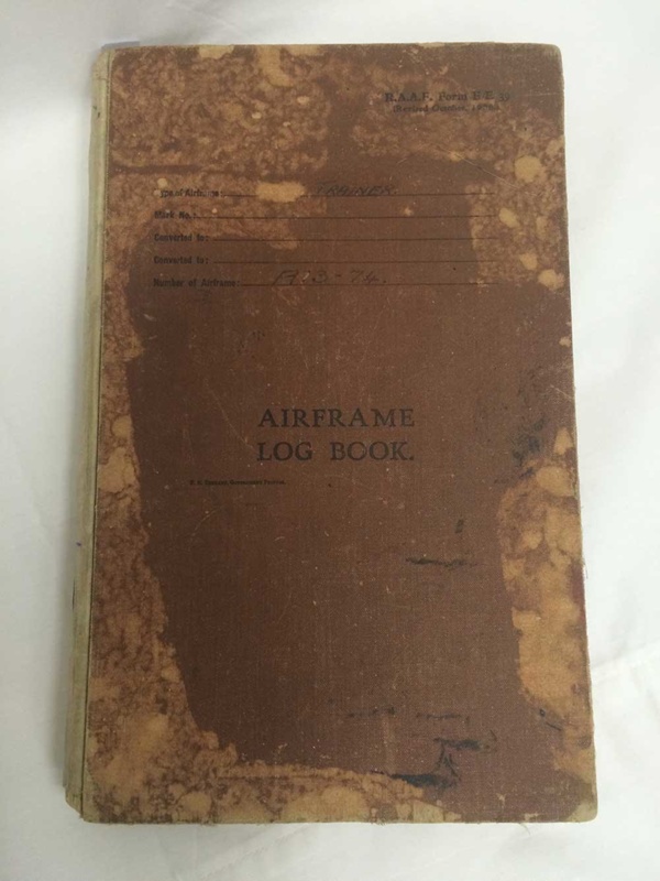 A13-74 Link Trainer Airframe Log Book ; TH Tennant, Government Printer ...