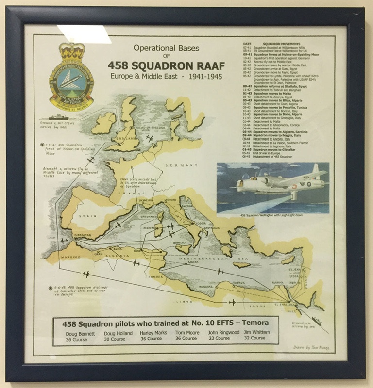 Framed Poster - Operational Bases of 458 Squadron RAAF, Europe & Middle ...