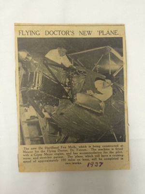 Newspaper Clipping 'Flying Doctor's New Plane'; 1937; TAM2016.218 | eHive