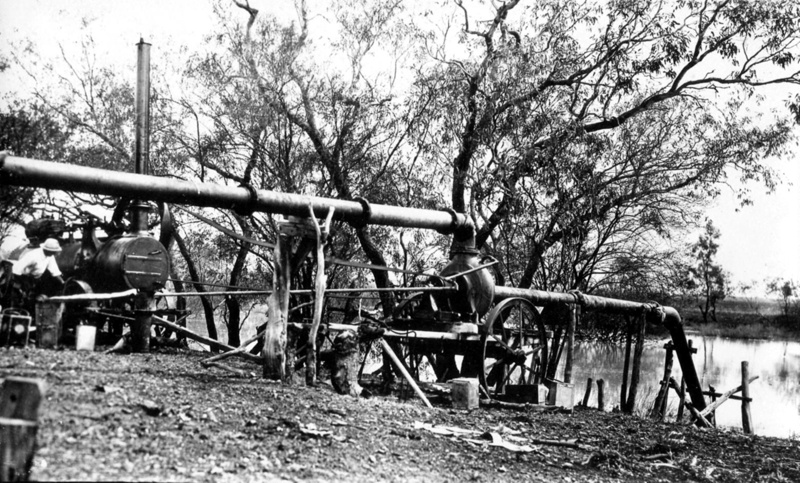 Pumping water with a steam engine after the 1926 drought, Cameron Downs ...