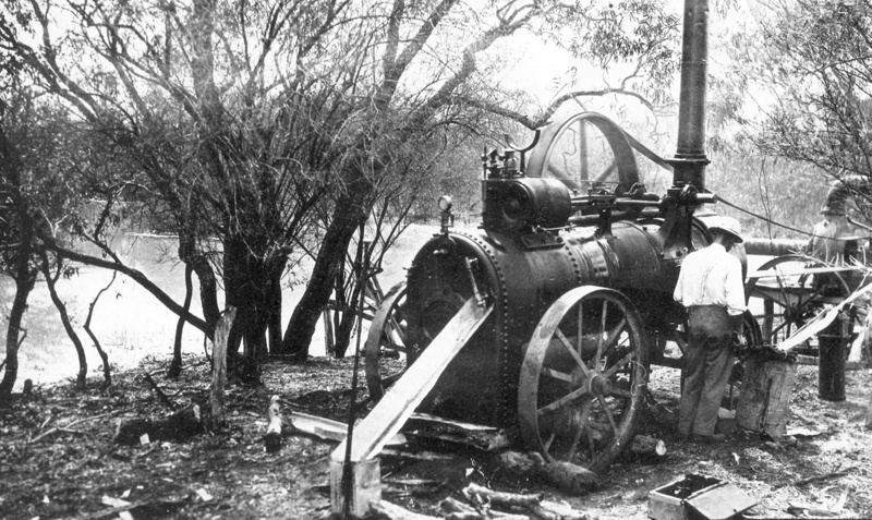 Pumping water with steam engine at Cameron Downs after 1926 drought ...