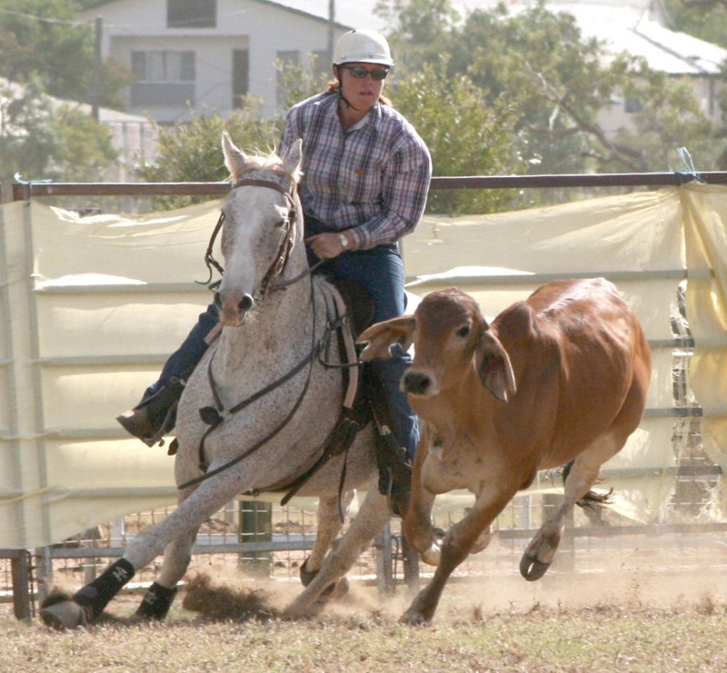 Lynne Naylor (nee Johnson) riding Baldy (horse) in the 2009 Hughenden ...