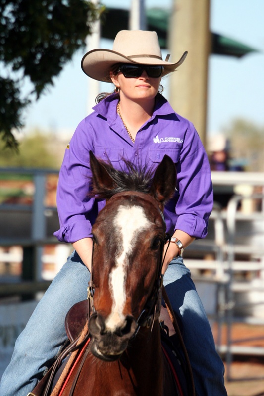 Lyndsey Schultz on horseback at the 2011 Hughenden Campdraft; Melissa ...
