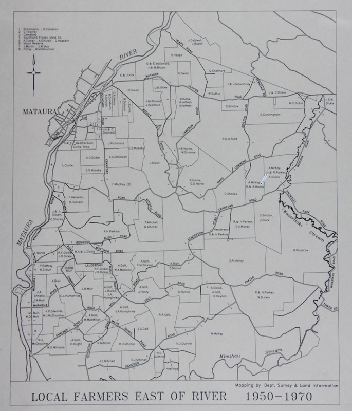 Map of Mataura Farm Locations [Showing Farmers East of the River, 1950 ...