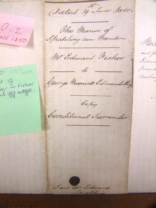 Copy of conditional Surrender from E. Fisher to George Maxwell Edmunds ...