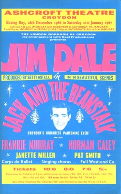 FLYER PANTO JACK AND THE BEANSTALK JIM DALE BETTY ASTELL; DEC 1966 ...