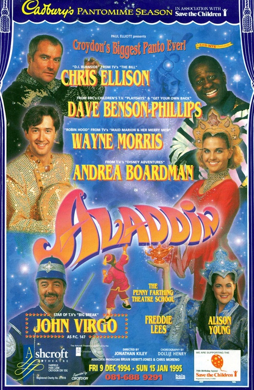 FLYER PANTO CHRISTMAS ALADDIN CHRIS ELLISON DAVE BENSON-PHILLIPS WAYNE ...