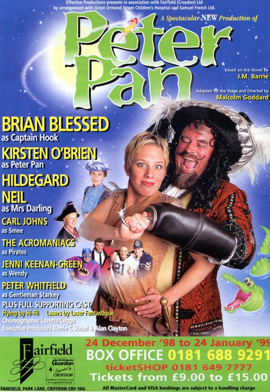 FLYER PANTO CHRISTMAS PETER PAN BRIAN BLESSED KIRSTEN O'BRIEN; DEC 1998 ...