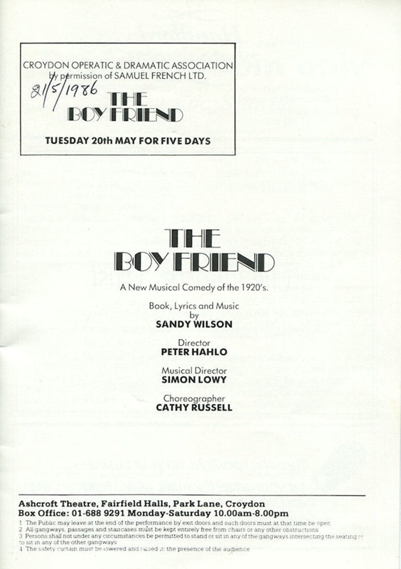 THE BOYFRIEND PROGRAMME - MUSICAL ; MAY 1986; 198605MA | eHive