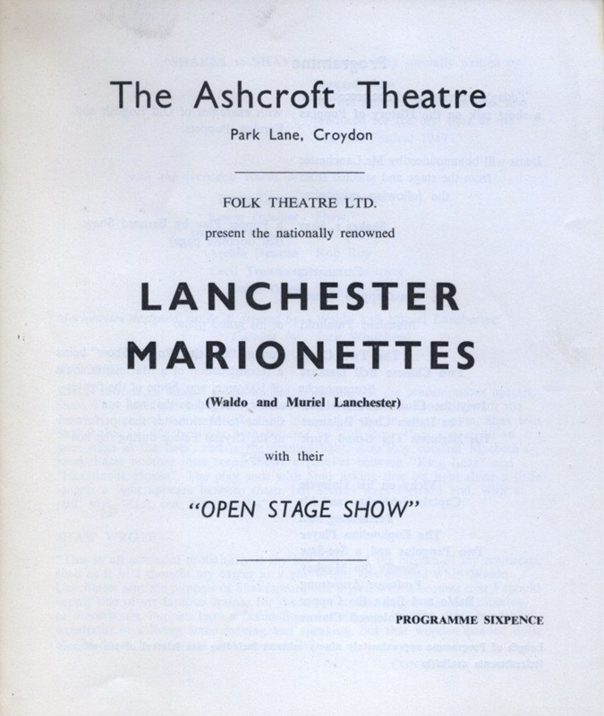 PROGRAMME PUPPET LANCHESTER MARIONETTES; JUL 1966; 196607BM | eHive
