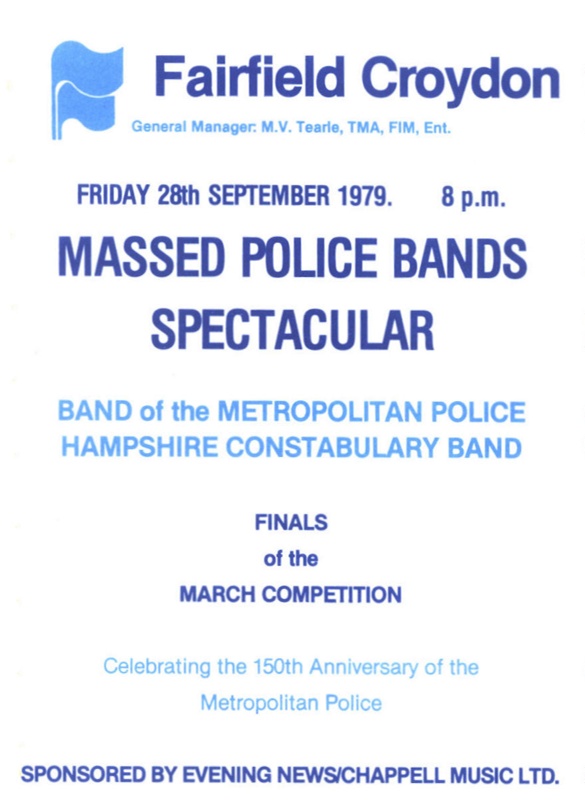 PROGRAMME METROPOLITAN POLICE BAND 150TH ANNIVERSARY ; SEP 1979 ...