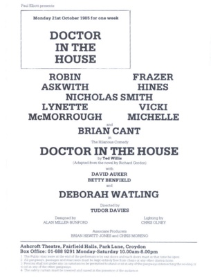 PROGRAMME THEATRE ROBIN ASKWITH FRAZER HINES NICHOLAS SMITH LYNETTE ...