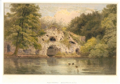 Colour photo of watercolour of the Grotto, Wanstead Park | eHive