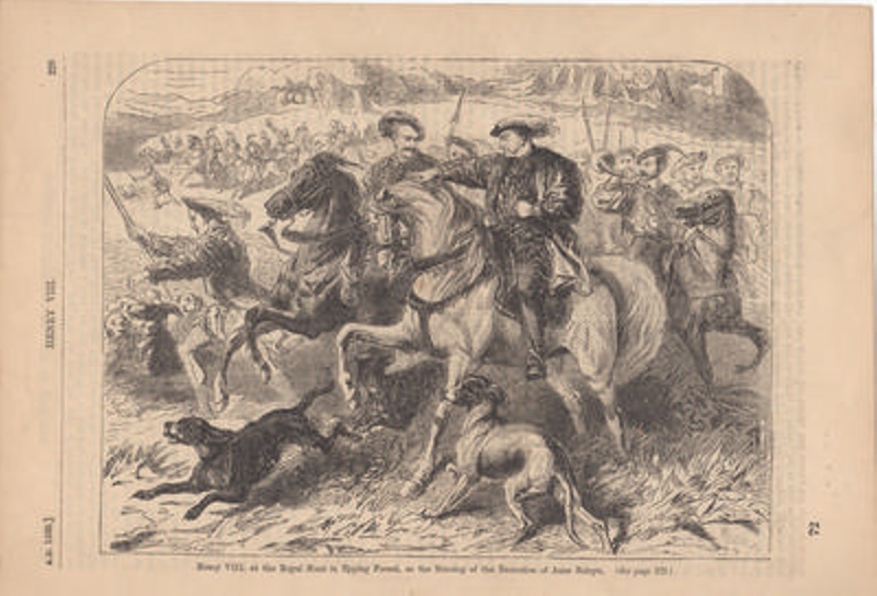 An illustration showing 'Henry VIII at the Royal Hunt in Epping Forest ...