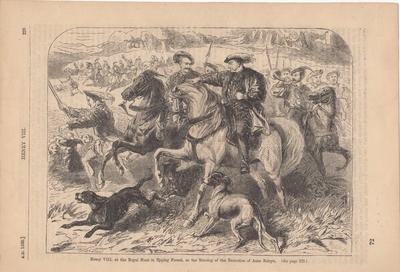 An illustration showing 'Henry VIII at the Royal Hunt in Epping Forest ...