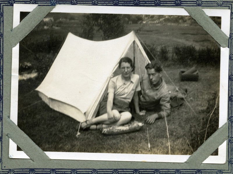 Martha and Roddy MacLean in their tent, Lower Toscaig, Applecross; c ...