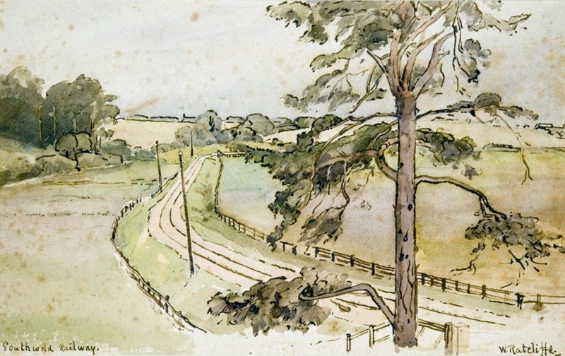 watercolour Southwold Railway; William Ratcliffe; 1910 - 1929; 1955.57 ...