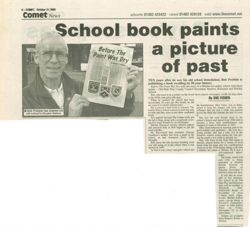 Newspaper cutting: School book paints picture of past; Sue Fisher; 2002 ...
