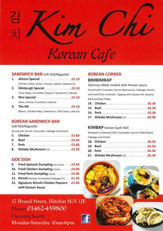 Kim Chi Menu leaflet; Kim Chi Korean Cafe; 2020; 2021.4 | eHive