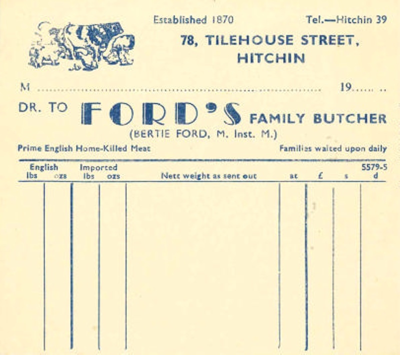 Ford's family butcher receipt; Ford's Family Butcher; Mid 1900s; 2024. ...