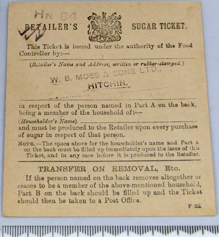Retailer’s Sugar Ticket; 1917-11; 10668/10 | eHive
