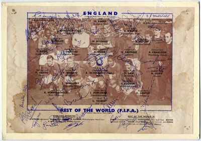 Signed 1963 England vs Rest of the World photoprint; 1963; 12384 | eHive