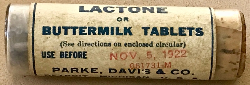 Lactone or Buttermilk Tablets; Parke, Davis & Company; 1920s; Fincham ...