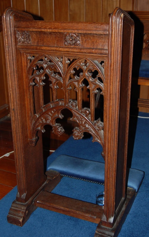 Prayer desk [wooden prie-dieu bench made from medieval timber] ; WCSP ...