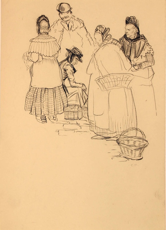 Portrait of Three Elderly Women and Two Men ; Thomas Handforth ...