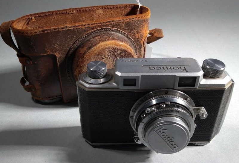 Konica 35mm camera and case; Konishiroku Photo Industry Co Ltd; 1947 ...