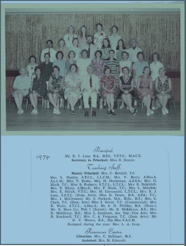 1973-74 staff photos plus one class photograph; 1973; RGGS 2015/172 | eHive