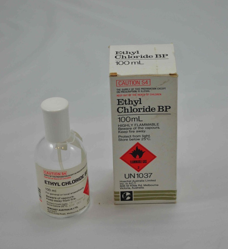 Ethyl Chloride Empty Bottle and Box; Hoechst Australia LTD, 606 St ...