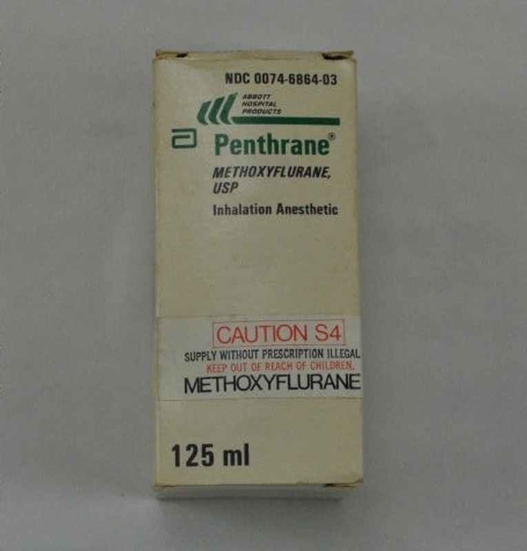 Penthrane, Methoxyflurane, USP. (Empty); Abbott Laboratories Pty Ltd ...