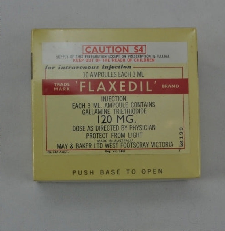 Agent, Flaxedil; May and Baker (Australia) Pty Ltd, Footscray, Victoria ...