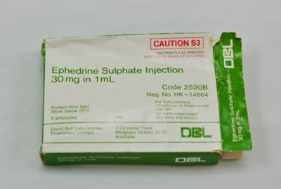 Ephedrine Sulphate Injection Box; Ephedrine Sulphate made David Bull ...