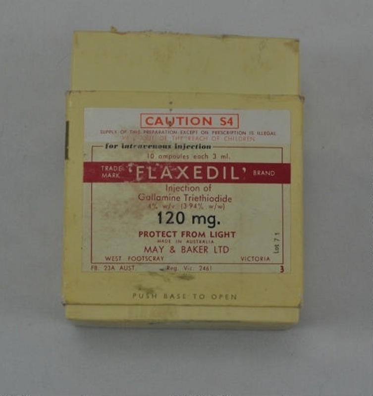 Agent, Flaxedil; May and Baker (Australia) Pty Ltd, Footscray, Victoria ...