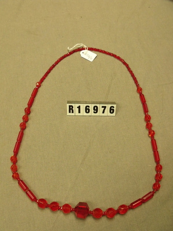 Two (2) red glass necklaces; R16976 | eHive